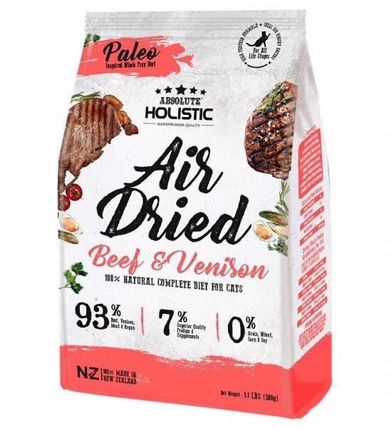 Absolute Holistic Air Dried Beef & Venison Dry Cat Food - 500g | The ...