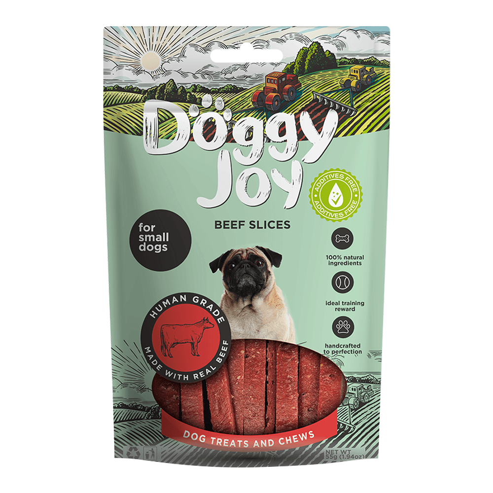 Doggy Joy Beef Slices Dog Treats -55g For Happy Dogs | The Pets Club